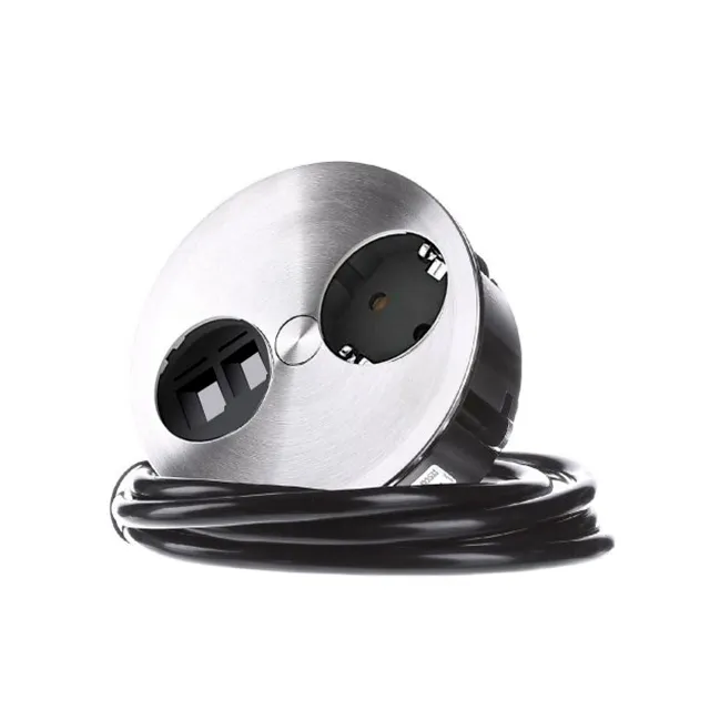 Priză TWIST 1S 2P 1*SCHUKO 16 A 220 V crom BACHMANN - VOLTA.MD