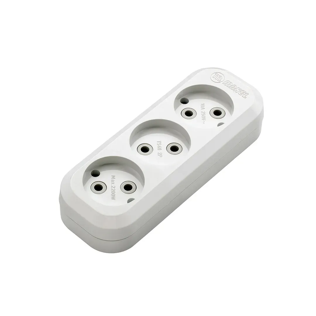 Розеточная колодка без заземления 3 гнезда без кабеля 10 A Makel - VOLTA.MD